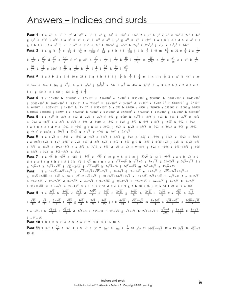 Indices & Surds Solutions | PDF