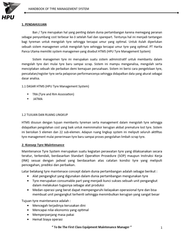 Tyre Management Handbook 1 | PDF