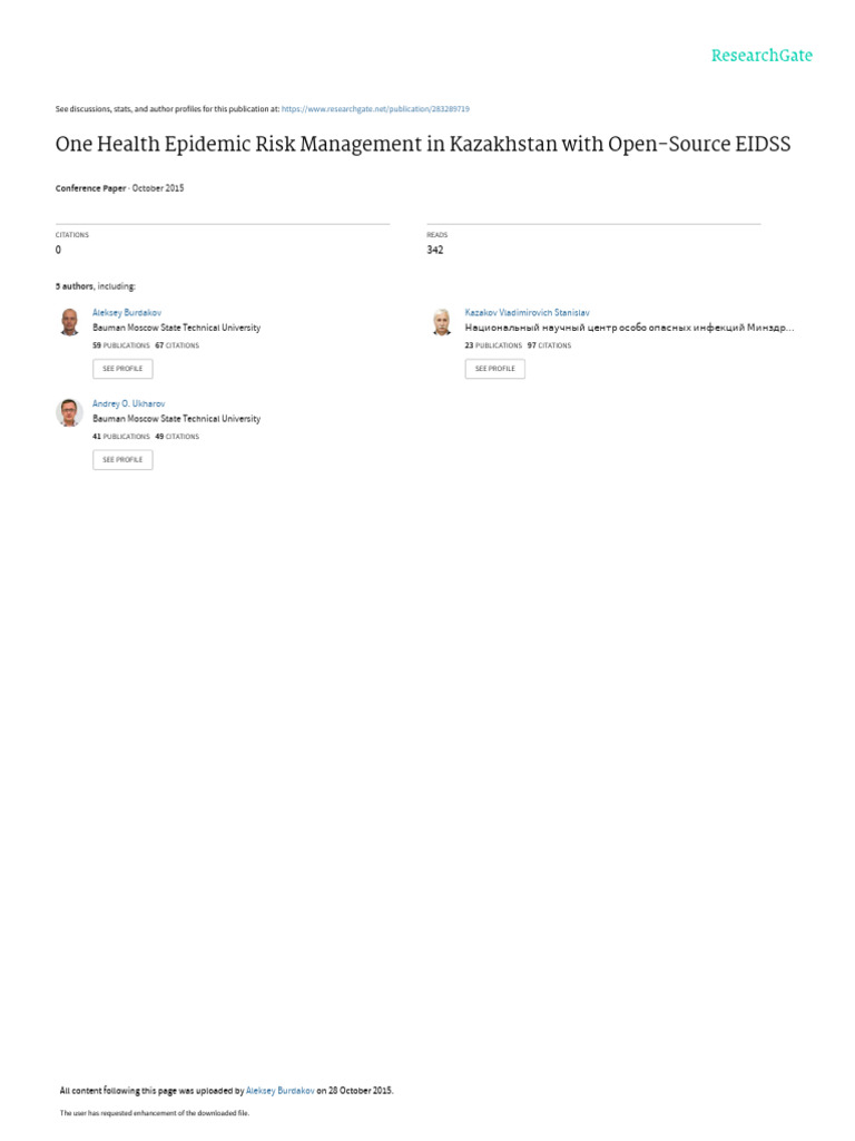 One Health Epidemic Risk Management in Kazakhstan With Open-Source EIDSS | PDF | Epidemiology ...