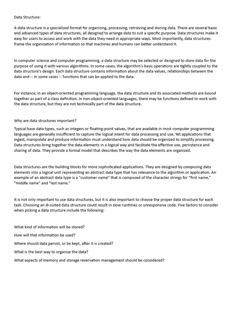 Data Structure1 Pdf Data Structure Data Type