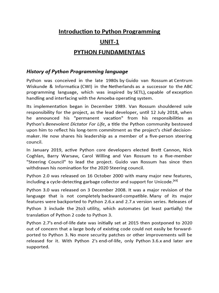 Python Unit 1 Notes Pdf Boolean Data Type Data Type