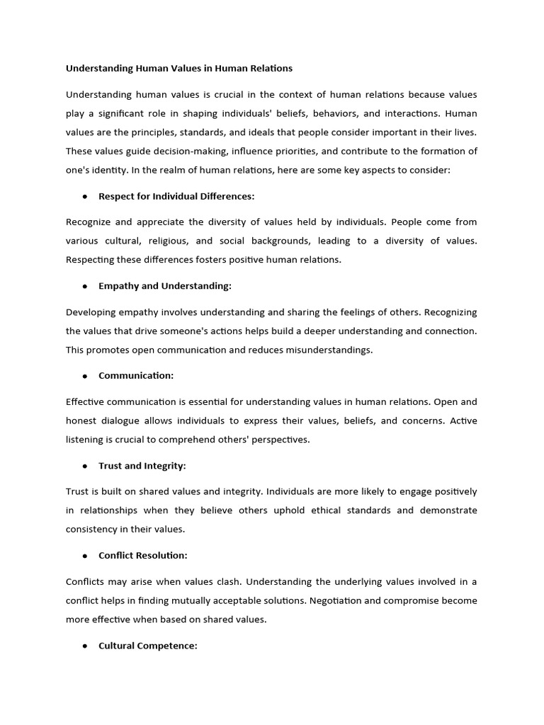 Understanding Human Values in Human Relations | PDF | Empathy | Community