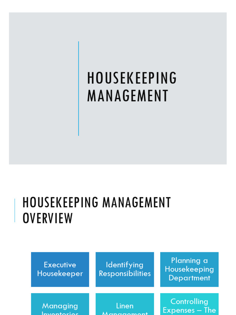4.1.1Housekeeping Management | PDF | Housekeeping | Inventory
