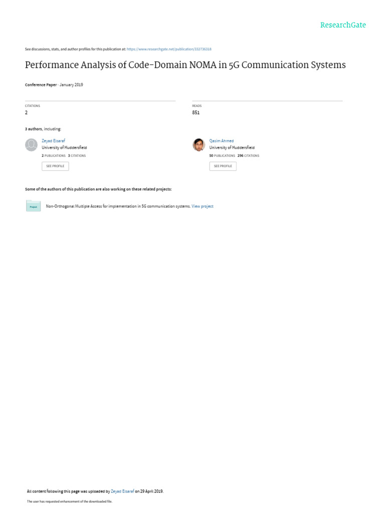 Performance Analysis of Code-Domain NOMA in 5G Communication System ...