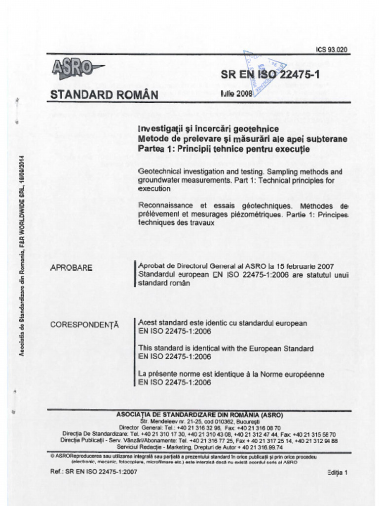 SR en Iso 22475-1 - 2007 | PDF