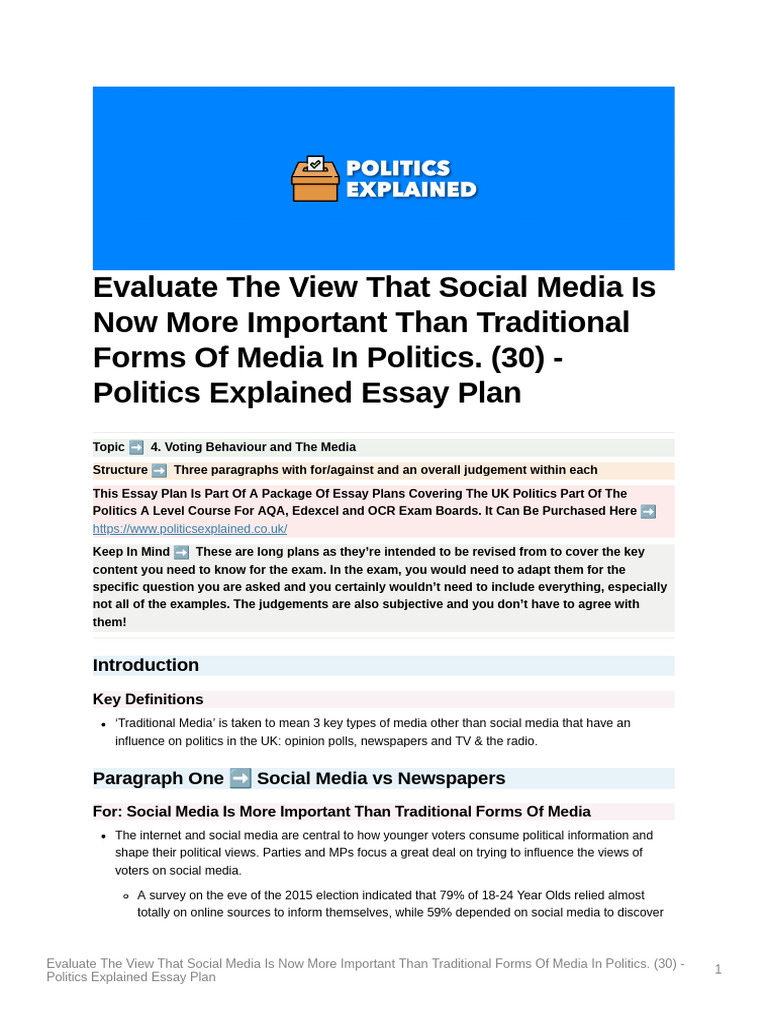Evaluate The View That Social Media Is Now More Important Than ...