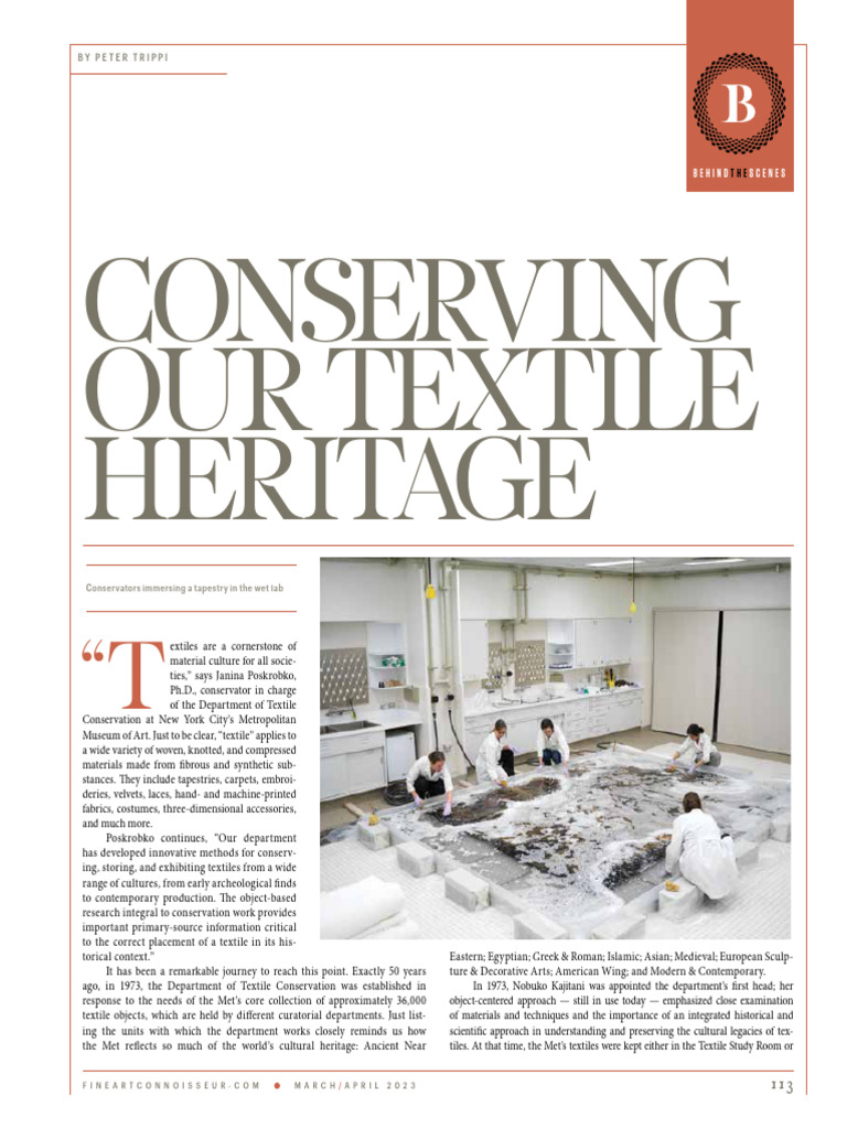 Conserving Our Textile Heritage by Peter Trippi | PDF | Textiles | Museum