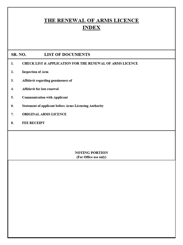 Application Form For Arm Licence Renewal | PDF | Affidavit | Firearms