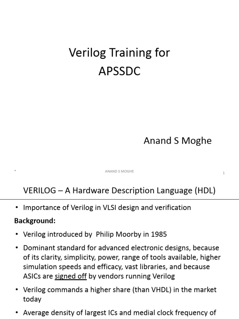 Verilog 1 Intro Pdf Hardware Description Language Computer Science