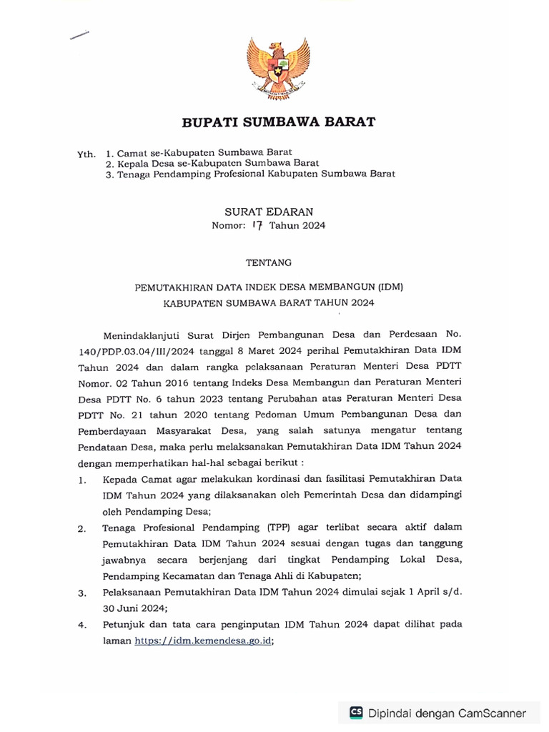 SE Tentang Pemutakhiran IDM | PDF