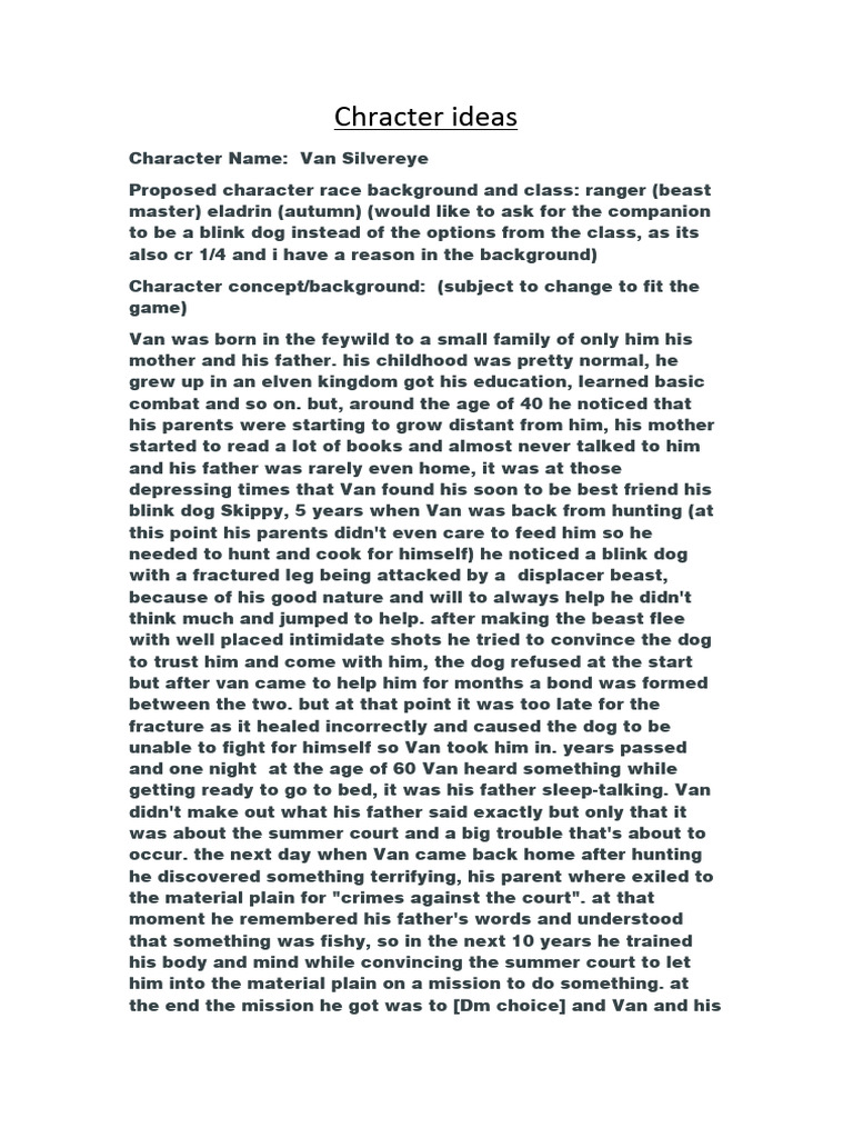 Chracter Ideas | PDF