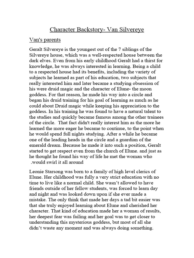 Character Backstory | PDF