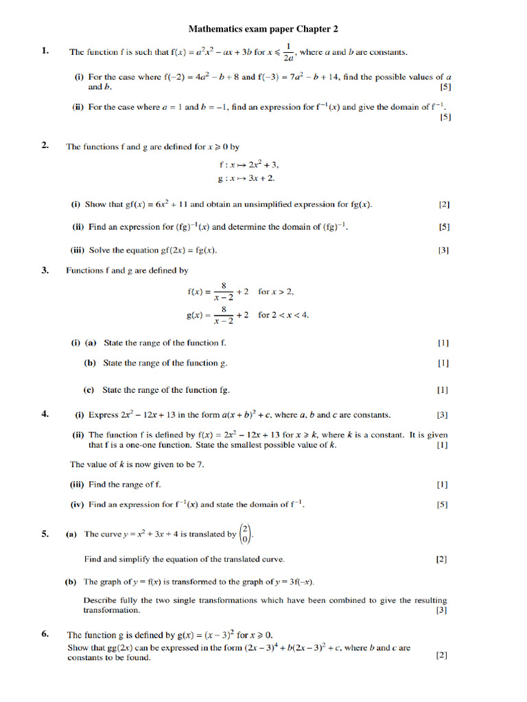 Chapter 2 Math Exam Prep | PDF