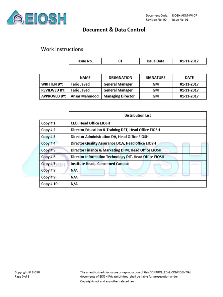 Document & Data Control | PDF | Banks | Deposit Account