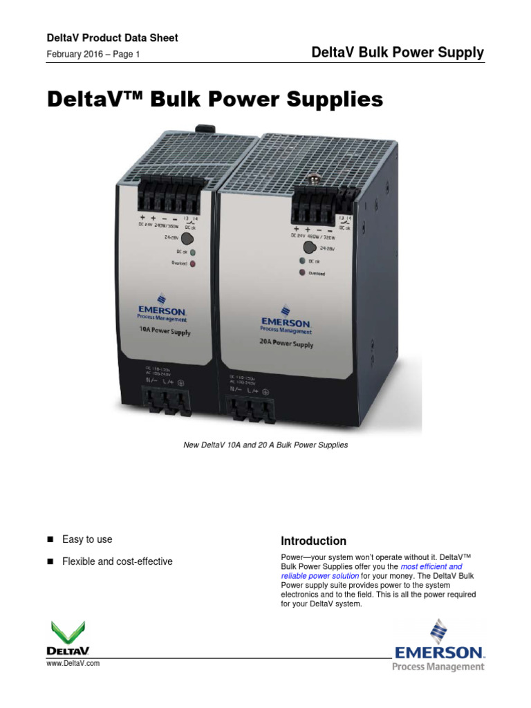 Data Sheet Delav Bulk Power Supplies Deltav en in 5429018 | PDF | Power ...