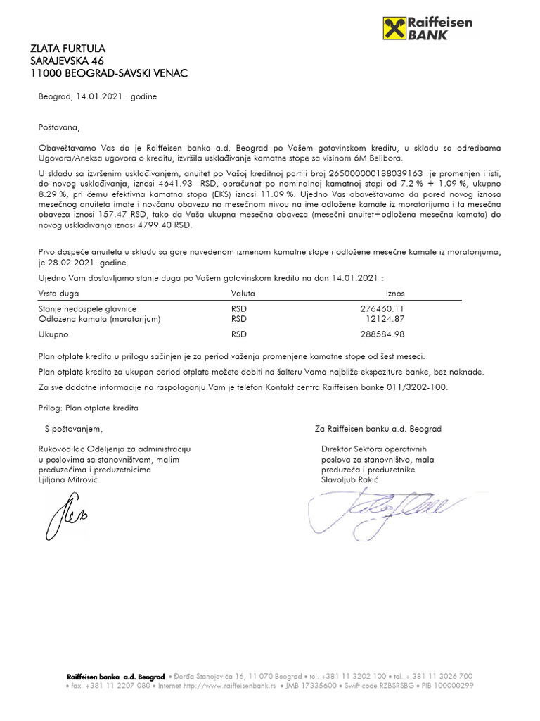 Plan Otplate RF Banka | PDF