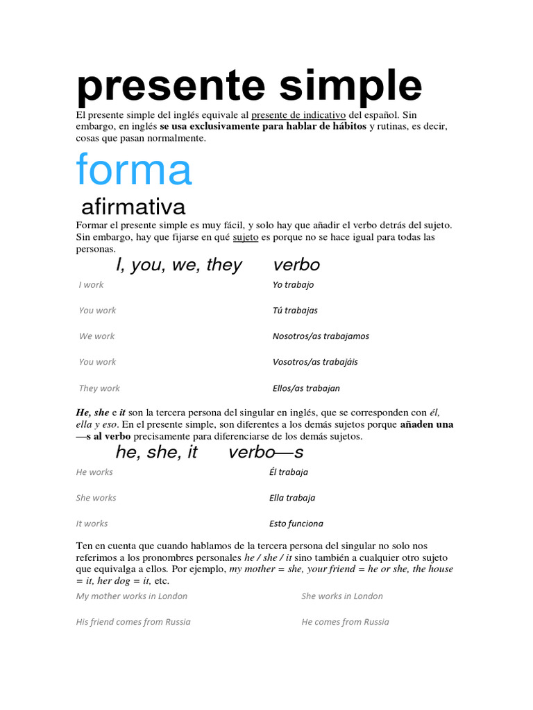 Presente Simple y Continuo | PDF | Tipología Lingüística | Lingüística