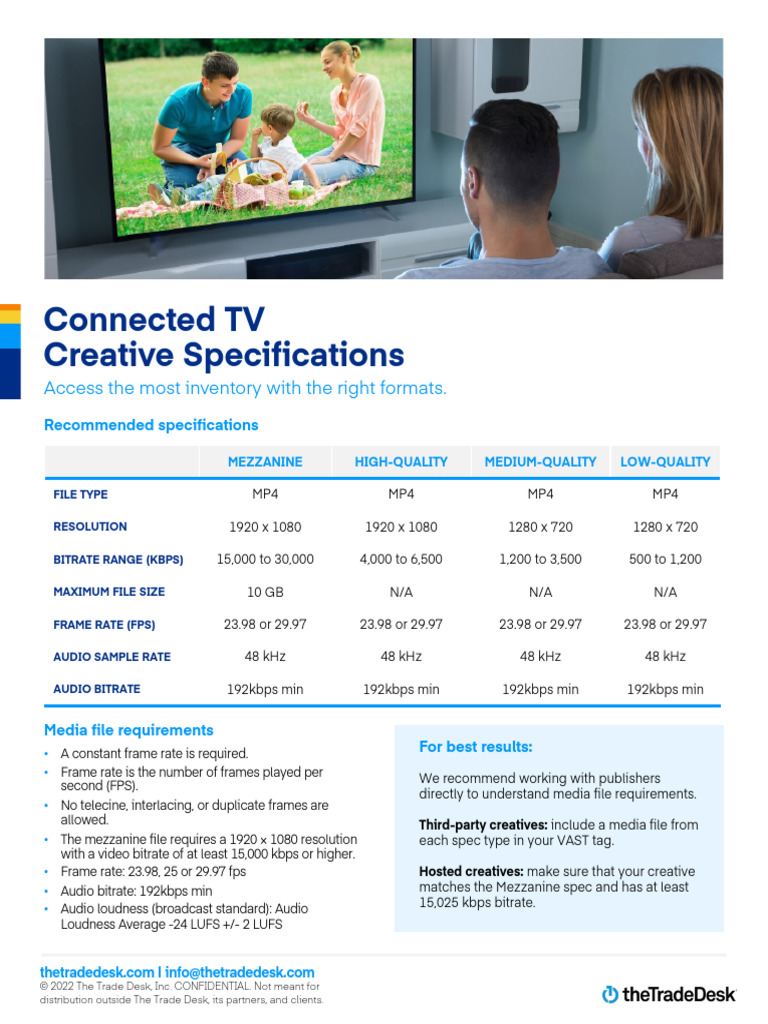 CTV Creative Specs One Sheet - Nov 2022 | Download Free PDF | Bit Rate ...