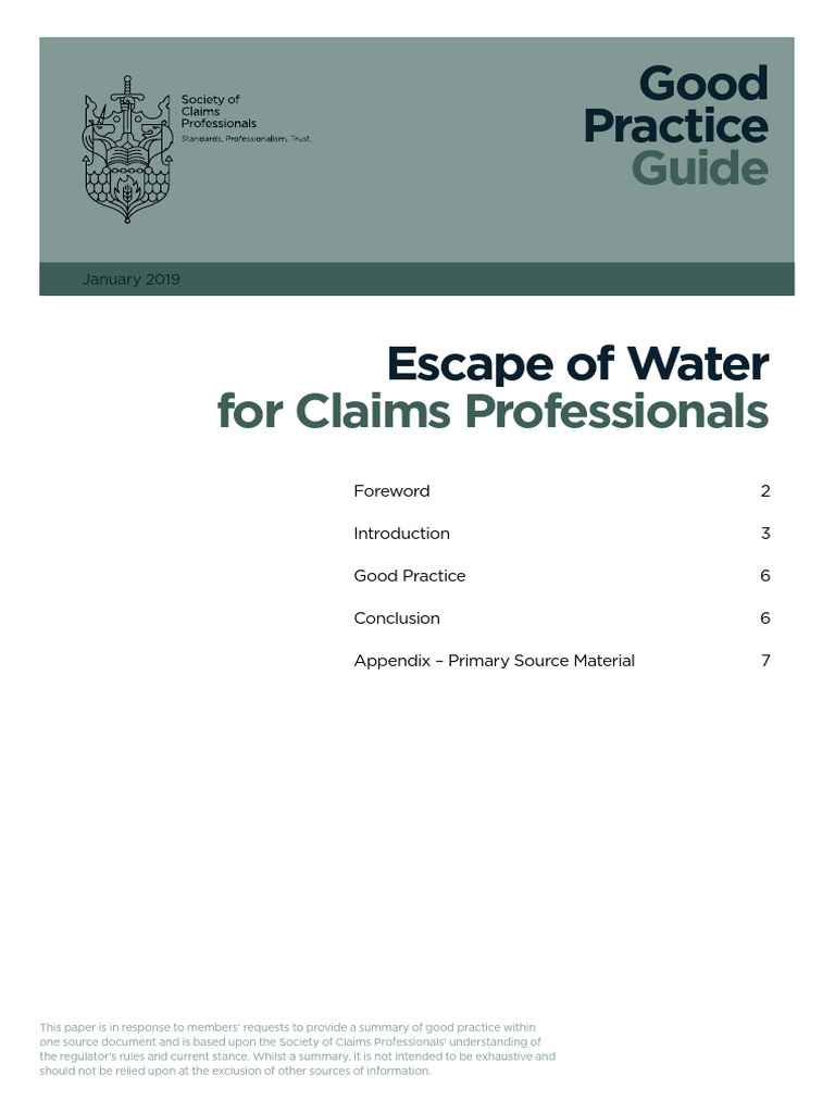 Water Claims Guide for Insurers | PDF | Pipe (Fluid Conveyance) | Insurance