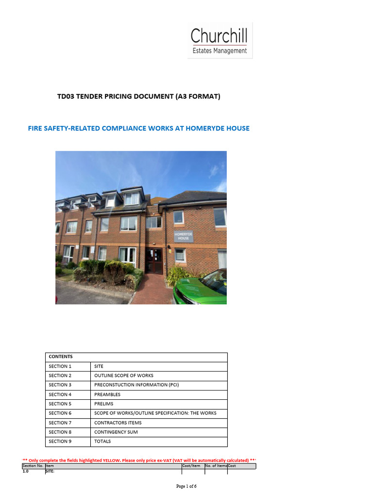 TD03.1 Scope of Works & Outline Specification (HOMERYDE) (1) | PDF ...