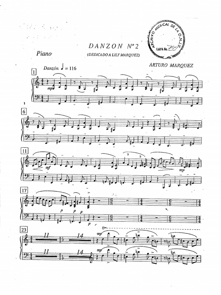 Danzon No. 2 Parte Piano | PDF