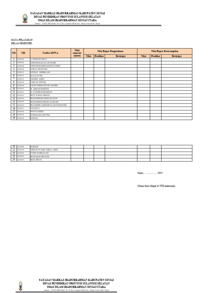 Format Penialain Pasgen 2024 | PDF