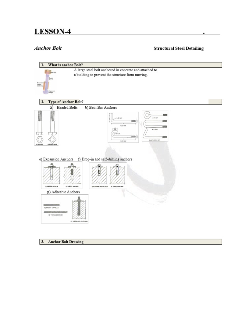 Lesson-04-Anchor Bolt | PDF | Screw | Column