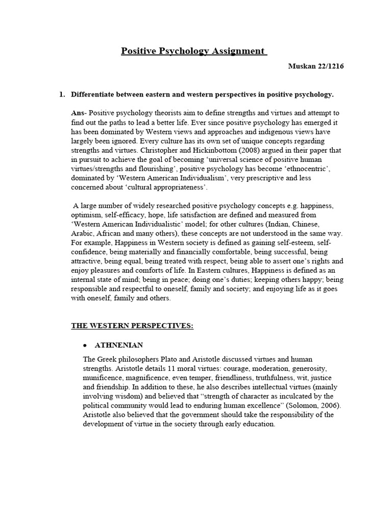 Positive Psychology Assignment | PDF | Happiness | Well Being