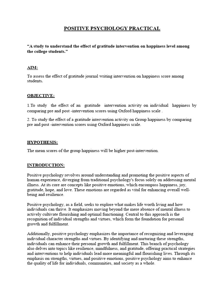 Positive Psychology Practical | PDF | Positive Psychology | Happiness