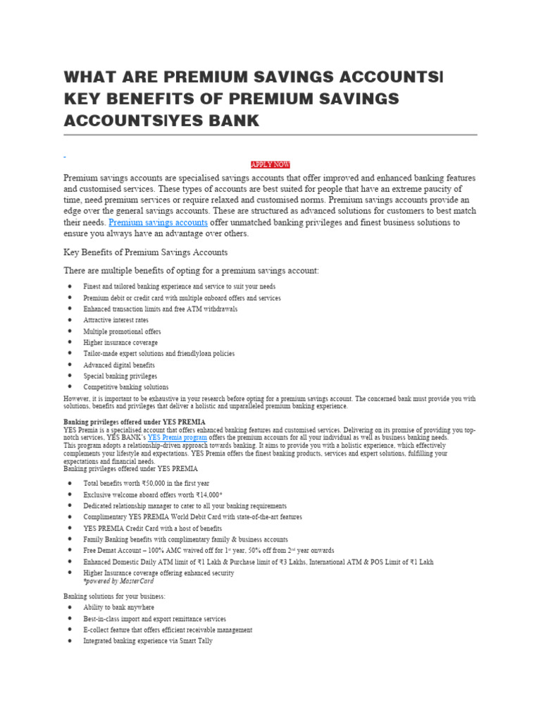 WHAT ARE PREMIUM SAVINGS ACCOUNTS | PDF | Banks | Debit Card