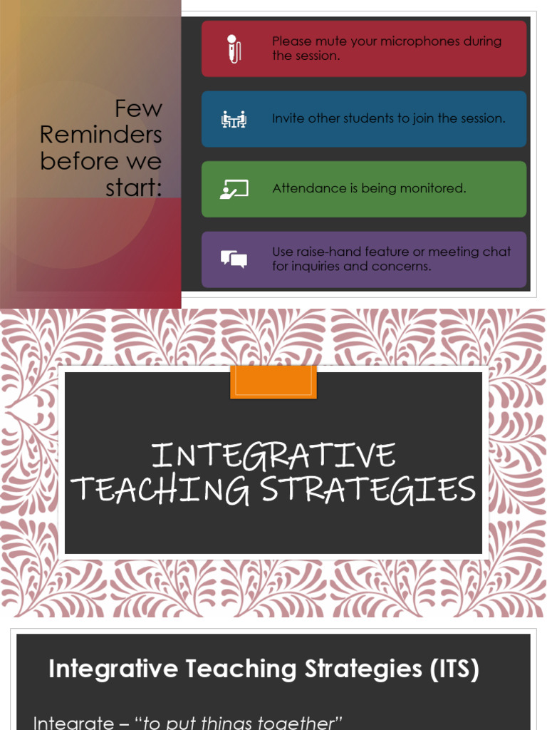 Lesson-1 - Intro To Integrative Teaching Strategies | PDF | Learning ...