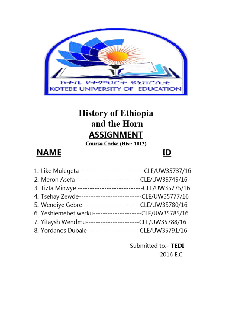 History of Ethiopia Group Assignment | PDF | Ethiopia | Trade