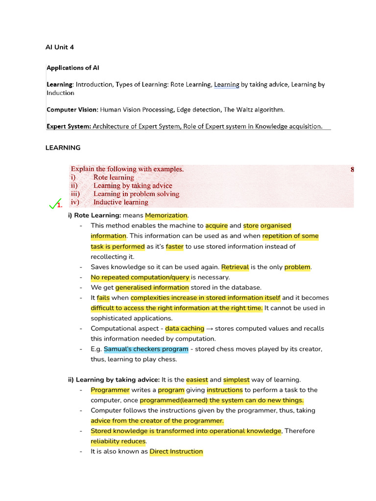 AI Unit 4 | PDF | Machine Learning | Expert