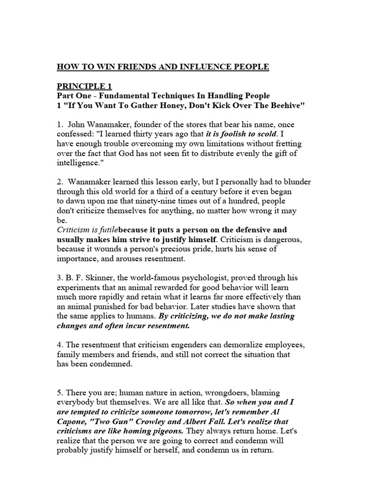 How To Win Friends and Influence People | PDF | Banks | Psychological ...