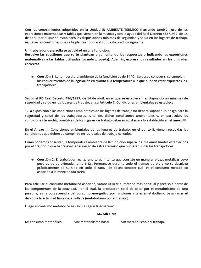 Ambiente Termico Ejercicios | PDF | Calor | Temperatura