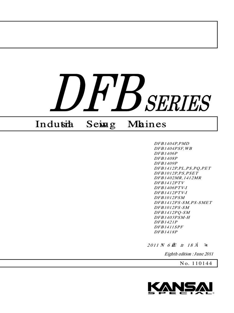 Kansai DFB-1404 Parts List PDF | PDF