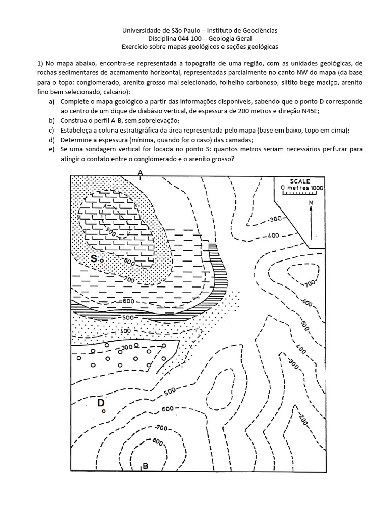 Exercícios Mapas 2021 | PDF | Falha (Geologia) | Geologia