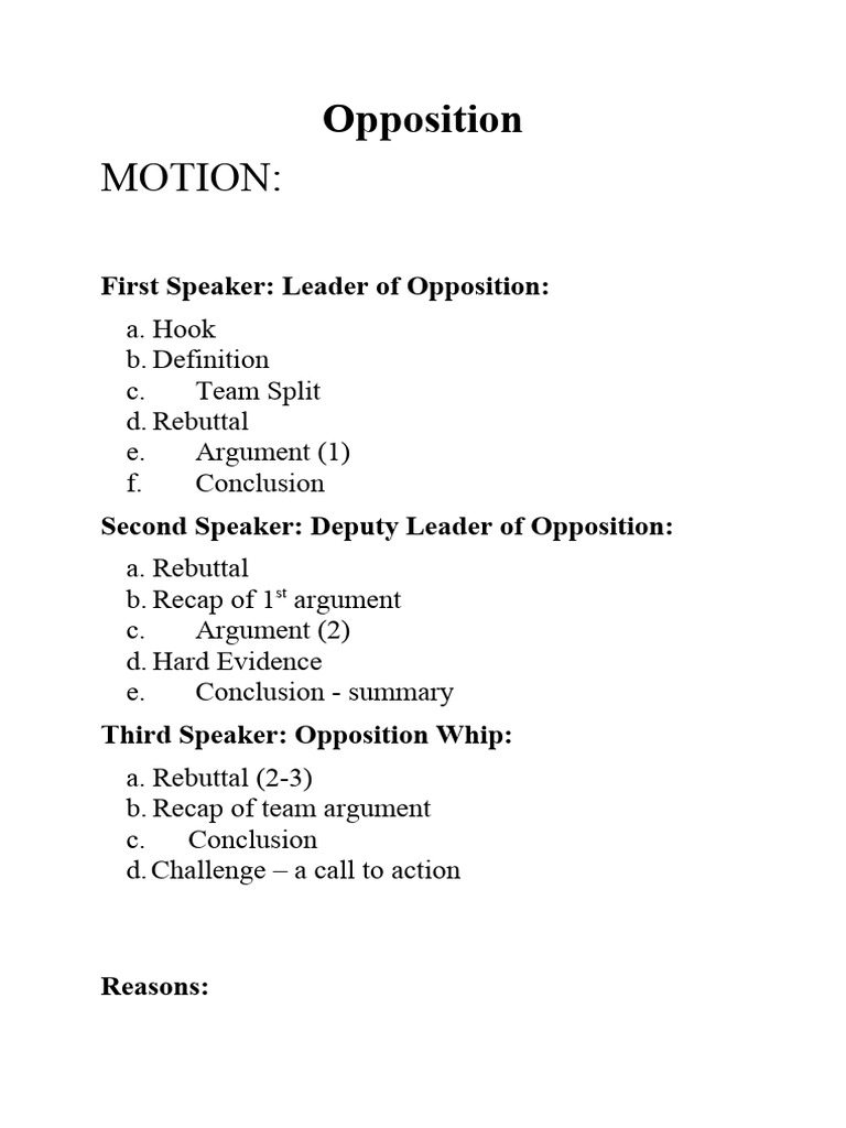 Opposition Preparation Template | PDF