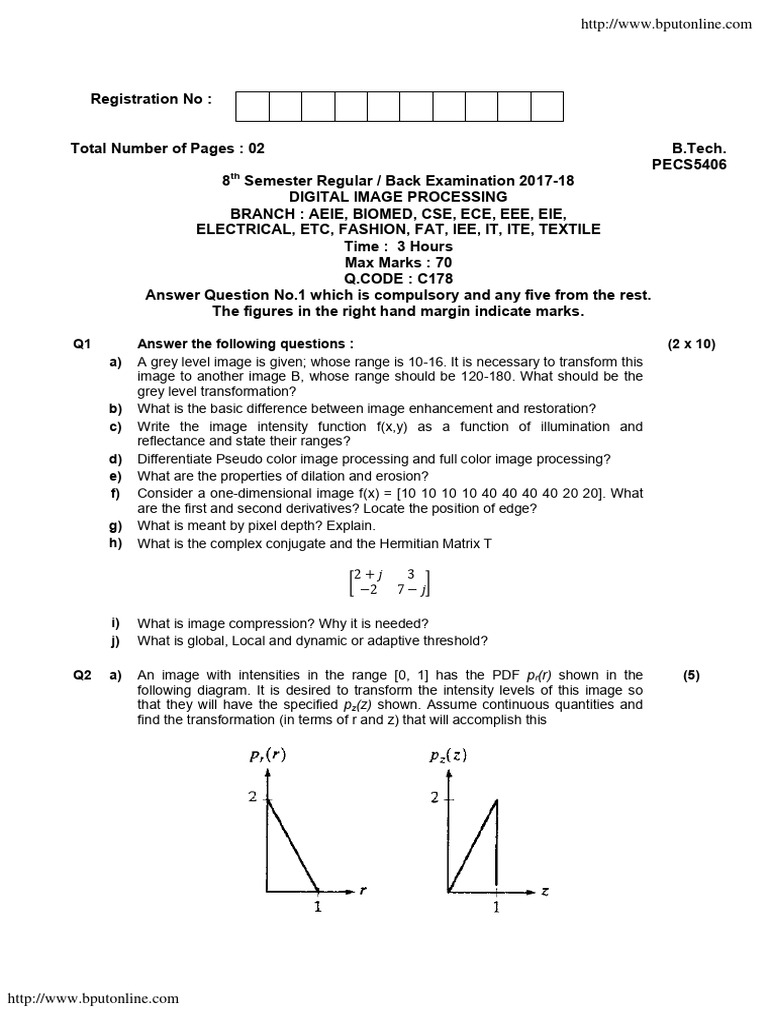Btech All 8 Sem Digital Image Processing Pecs5406 2018 | PDF | Algorithms | Signal Processing