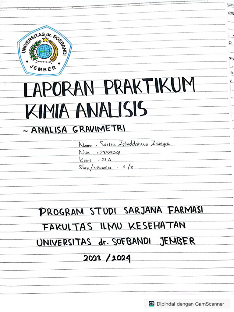 Selfia Zahiddahtun Zahiyah (Analisa Gravimetri) | PDF