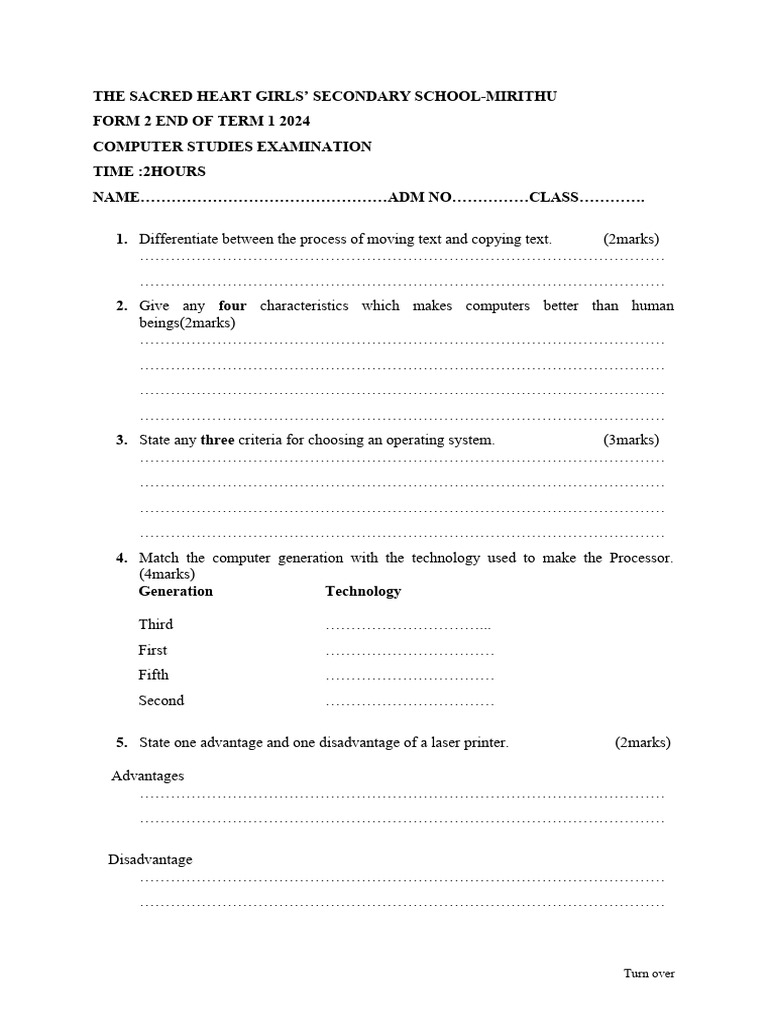 Comp Form 2 | PDF | Spreadsheet | Word Processor