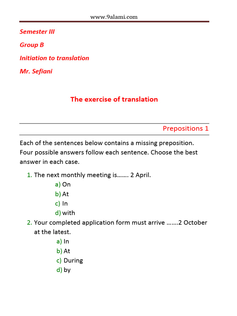 Initiation-to-Translation-Translation-exercises 1 | PDF