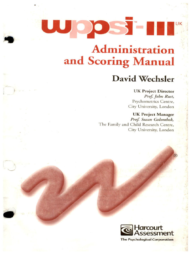 WPPSI-III Scoring Manual Book - Compressed | PDF