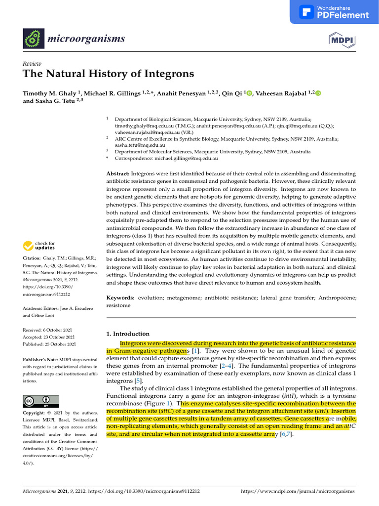 The Natural History of Integrons | PDF | Genetics | Biotechnology
