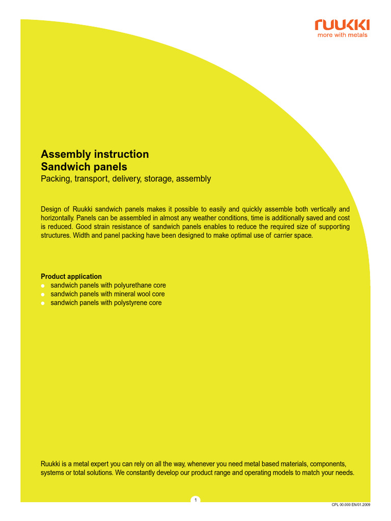 Ruukki Sandwich Panels Assembly Guide | PDF | Roof | Truck
