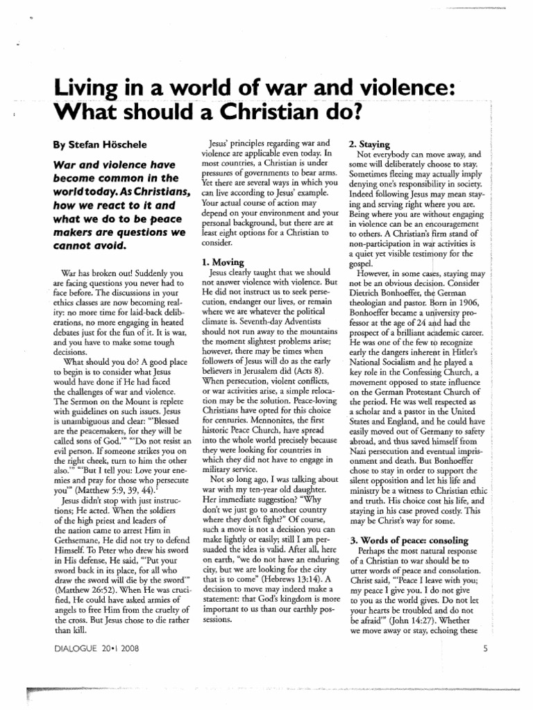 Christian Responses to War and Violence | PDF | Dietrich Bonhoeffer ...