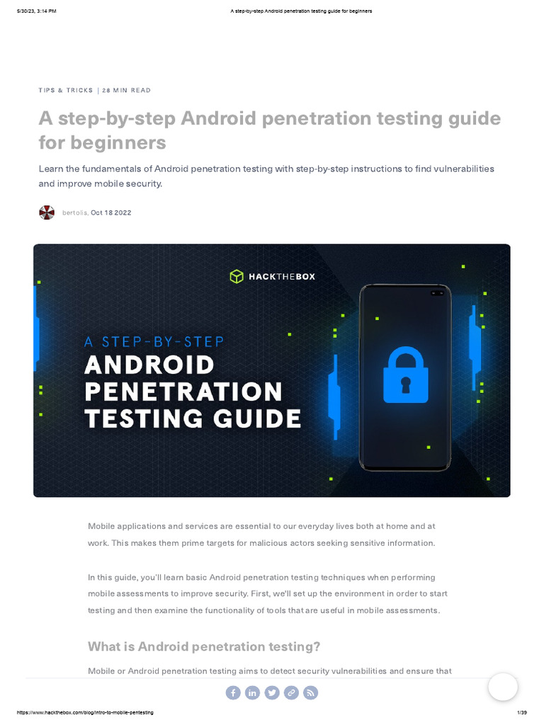 A Step By Step Android Penetration Testing Guide For Beginners Download Free Pdf Transport
