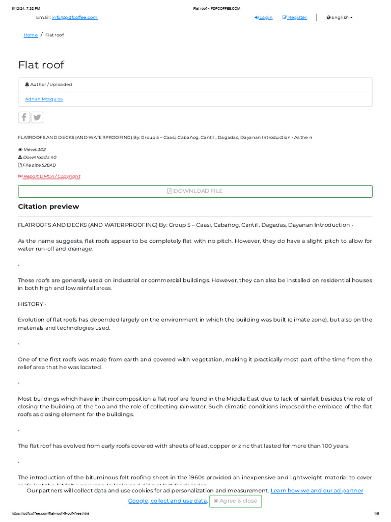 Flat roof - PDFCOFFEE.COM | PDF | Roof | Building Materials