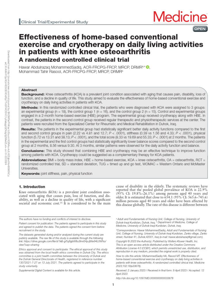 Effectiveness of Home Based Conventional Exercise.30 | PDF | Physical ...