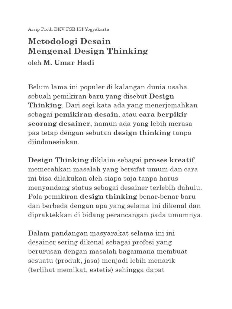 Metode Design Thinking untuk Desain Kreatif | PDF